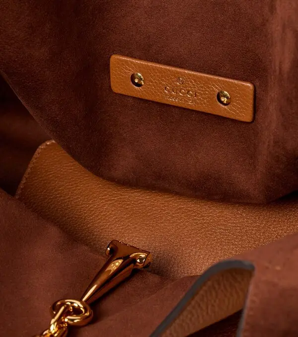 Gucci Softbit Large Leather Shoulder Bag - Brown