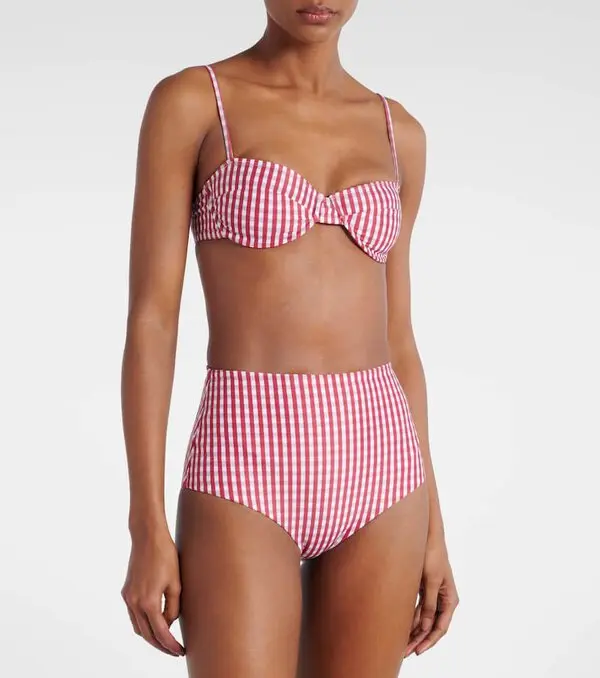 Faithfull The Brand Reyes Gingham Bikini Bottoms - Red