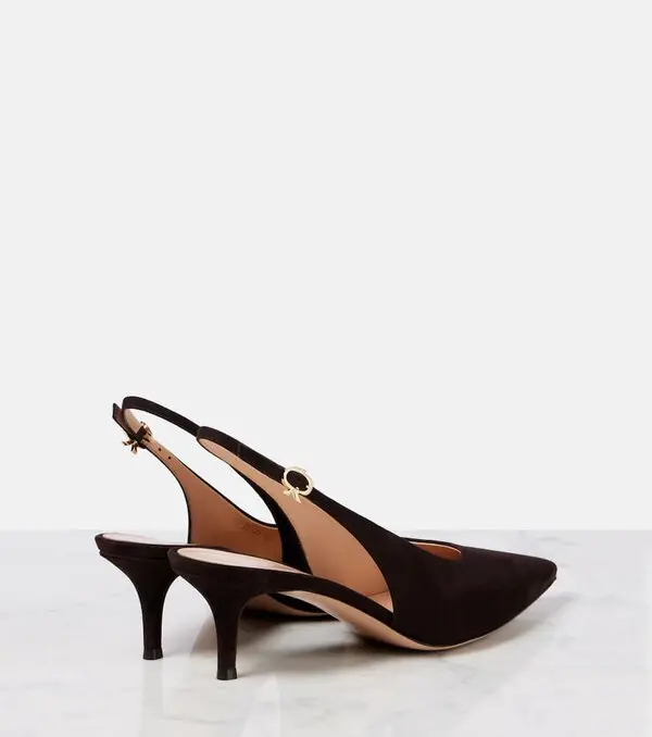 GIANVITO ROSSI Robbie 55 Suede Slingback Pumps - Brown