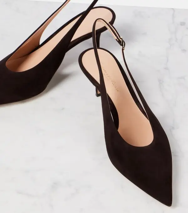 GIANVITO ROSSI Robbie 55 Suede Slingback Pumps - Brown