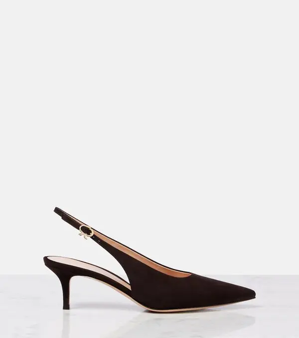 GIANVITO ROSSI Robbie 55 Suede Slingback Pumps - Brown