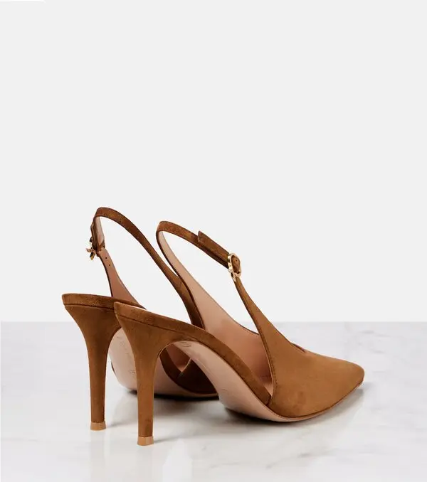 GIANVITO ROSSI Robbie Suede Slingback Pumps - Brown