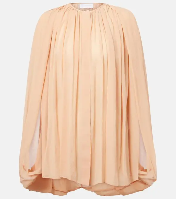 Stella McCartney Draped Silk Chiffon Blouse - Beige
