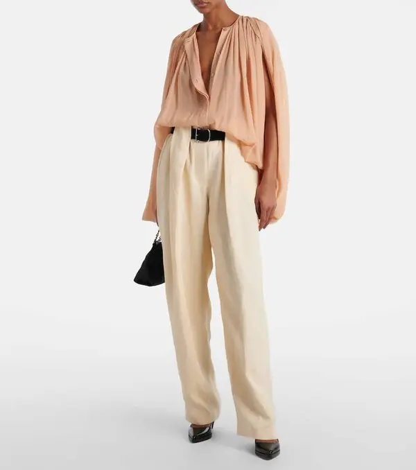 Stella McCartney Draped Silk Chiffon Blouse - Beige