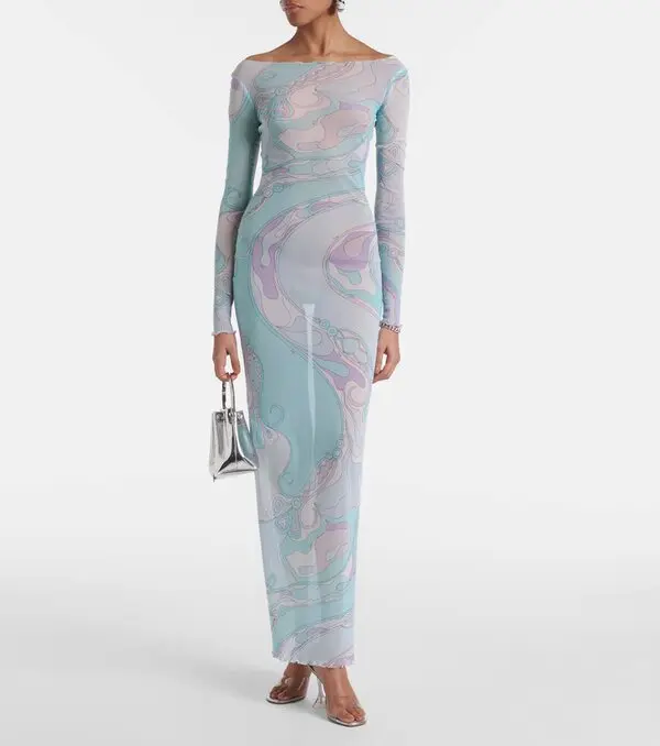 Emilio Pucci Orchidee Tulle Maxi Dress - Multicoloured