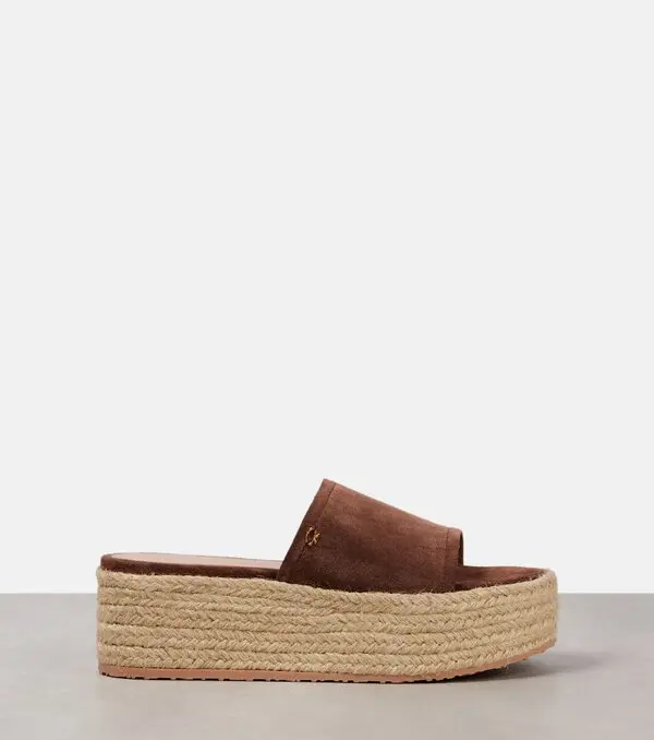 GIANVITO ROSSI Suede Platform Espadrille Slides