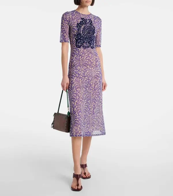 Etro Printed Mesh Midi Dress