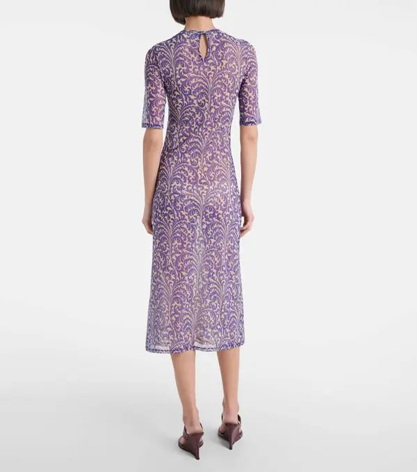 Etro Printed Mesh Midi Dress