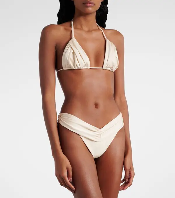 BANANHOT Jasmin Ruched Bikini Bottoms - Beige