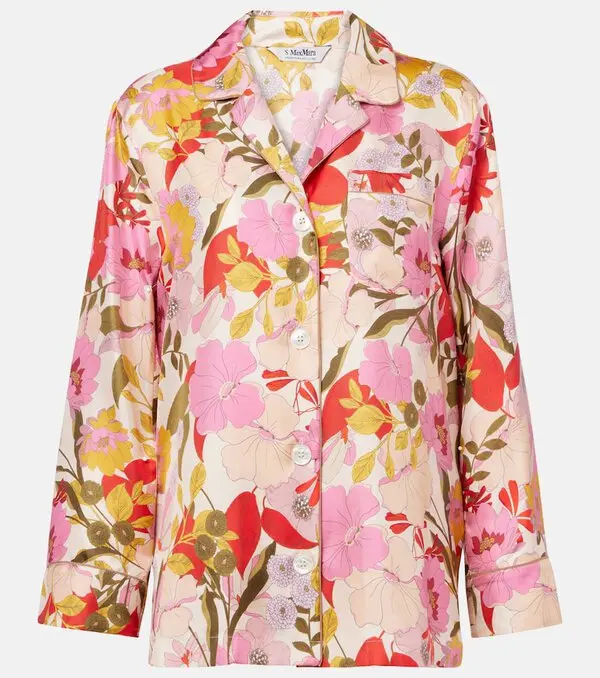 Max Mara Alan Floral Silk Satin Shirt - Multicoloured