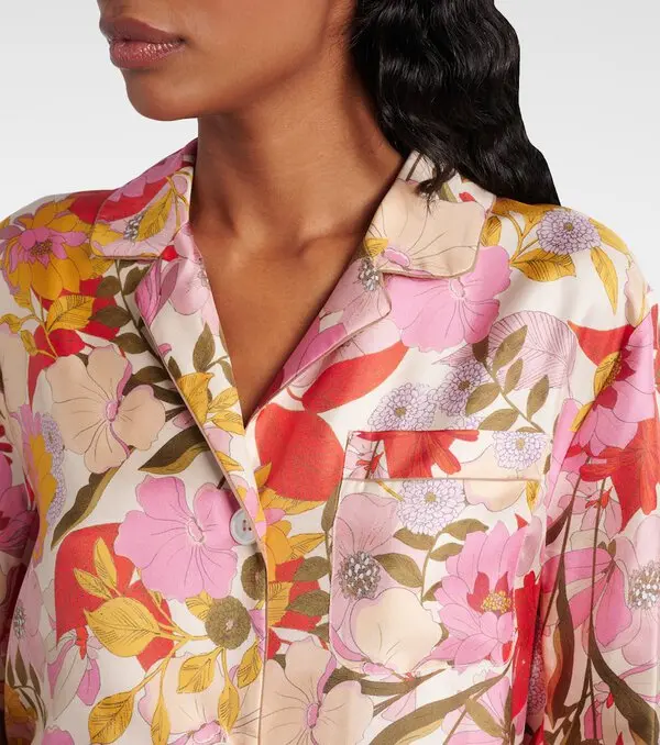 Max Mara Alan Floral Silk Satin Shirt