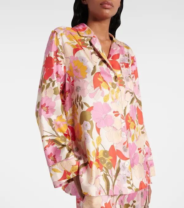 Max Mara Alan Floral Silk Satin Shirt