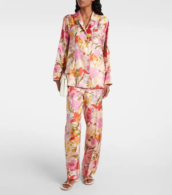 Max Mara Alan Floral Silk Satin Shirt