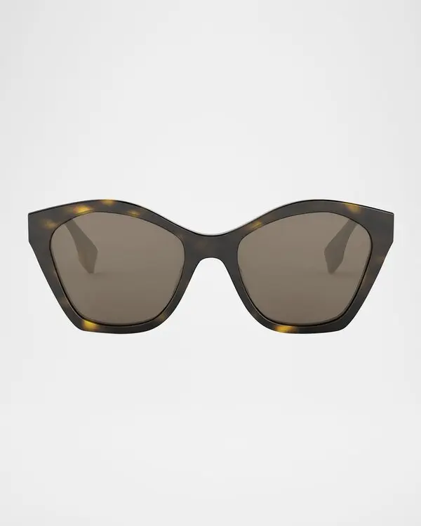 Fendi Lettering Square Sunglasses - Dark Havana Brown