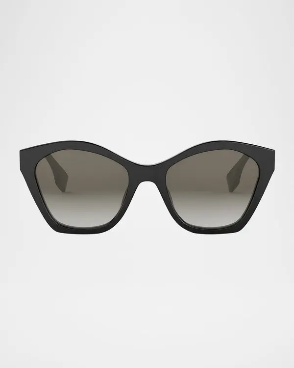 Fendi Lettering Square Sunglasses - Shiny Blackgradient Brown