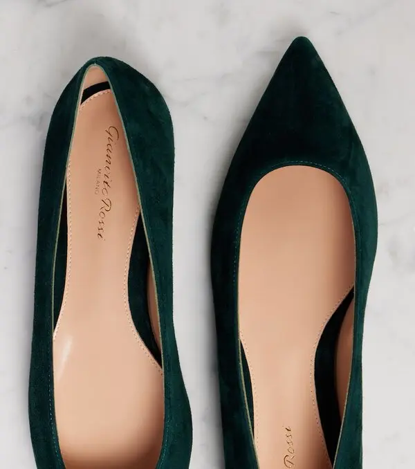 GIANVITO ROSSI Suede Ballet Flats - Green