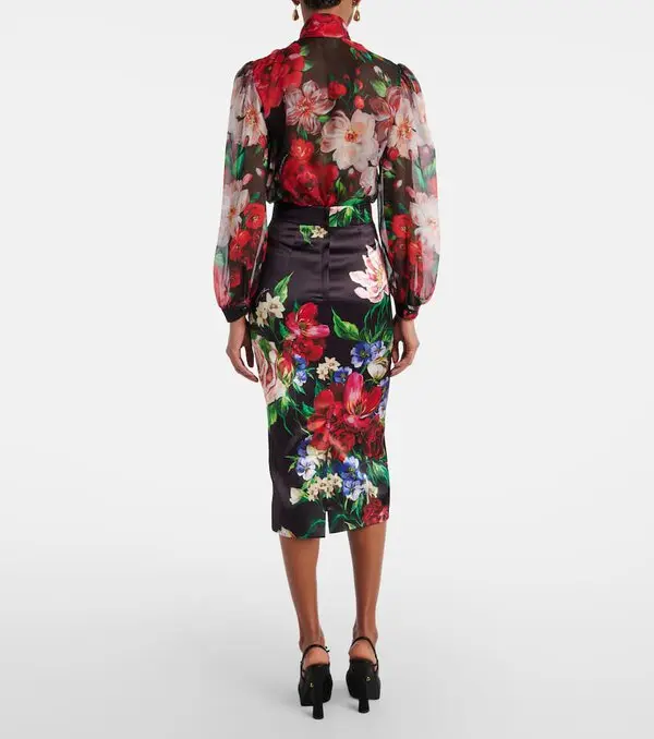 Dolce & Gabbana Floral Printed Midi Skirt