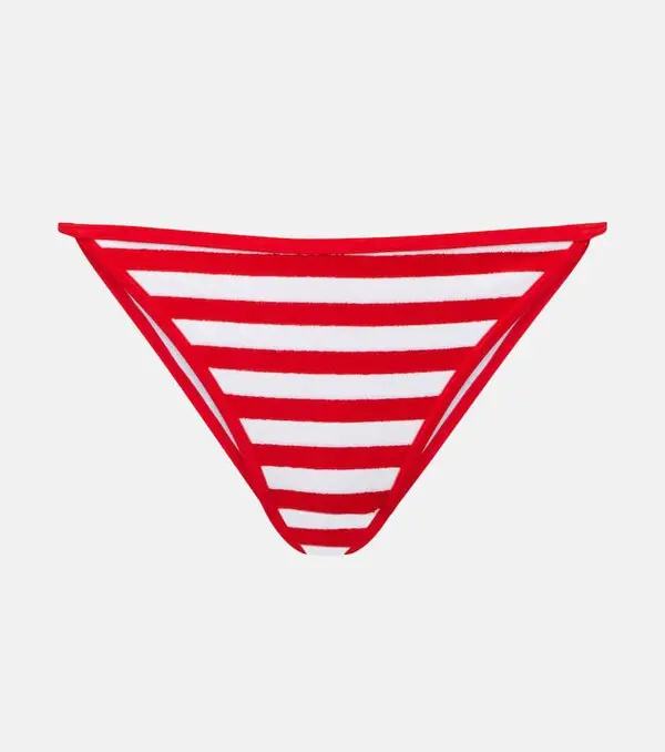 Jade Swim Bare Minimum Striped Terry Bikini Bottom - Red