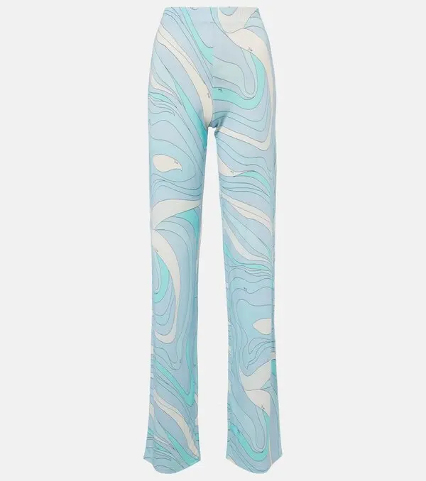 Emilio Pucci Marmo Satin Jersey Straight Pants