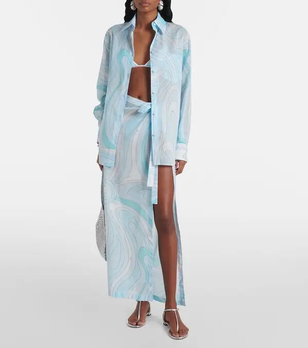 Emilio Pucci Marmo Cotton Muslin Beach Cover-up