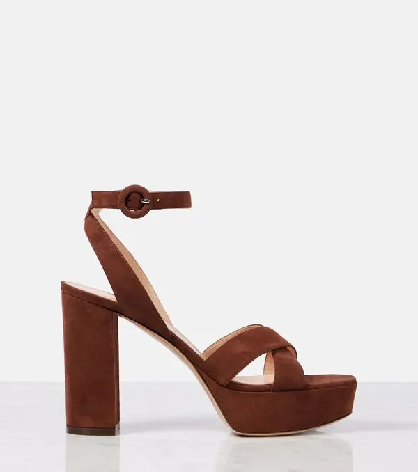 GIANVITO ROSSI Sabrina Suede Platform Sandals - Brown