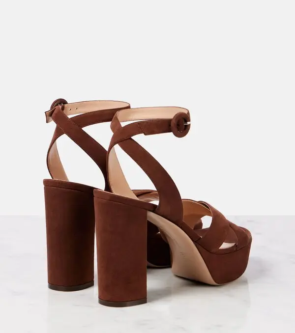 GIANVITO ROSSI Sabrina Suede Platform Sandals - Brown