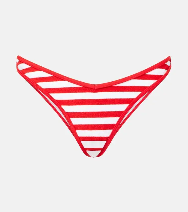 Jade Swim Vera Striped Terry Bikini Bottoms - Red