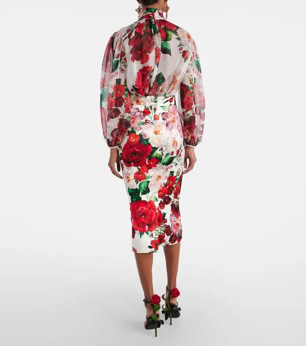 Dolce & Gabbana Floral Printed Midi Skirt