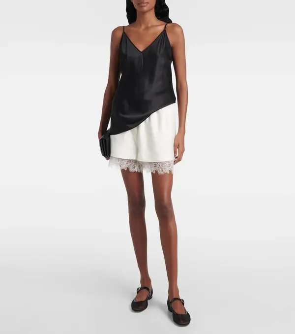 RÓHE Lace-trimmed Silk Shorts - White