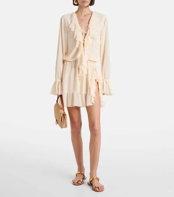 BANANHOT Bellen Ruffled Minidress - White