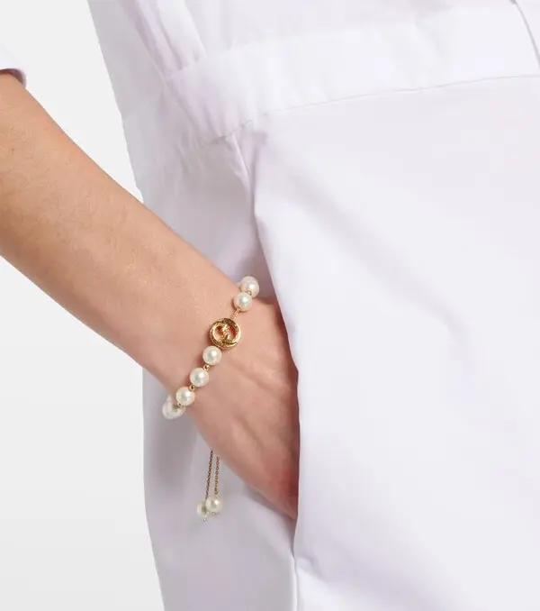 Gucci Interlocking G Faux Pearl Bracelet