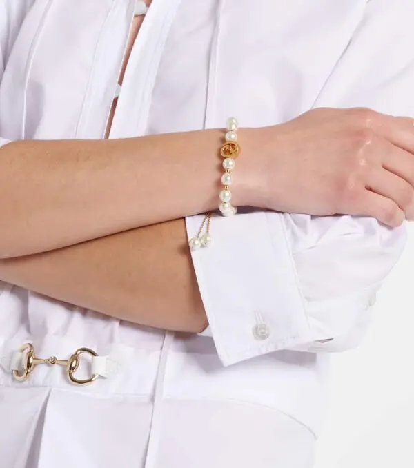 Gucci Interlocking G Faux Pearl Bracelet