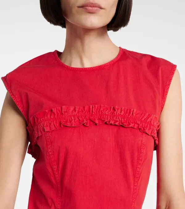 GANNI Ruffled Cotton-blend Minidress