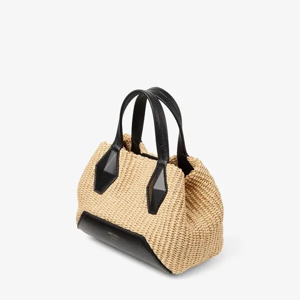 JIMMY CHOO Diamond Mini Raffia Tote Bag - Neutral