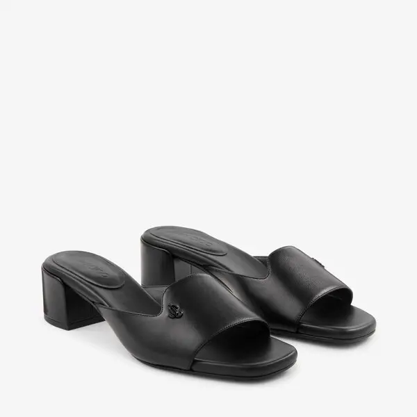 JIMMY CHOO Dina 45 Leather Mule Sandals - Black