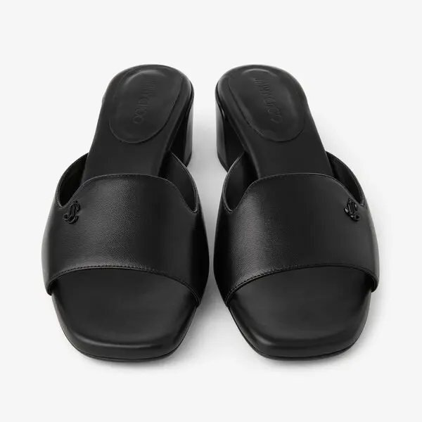 JIMMY CHOO Dina 45 Leather Mule Sandals - Black