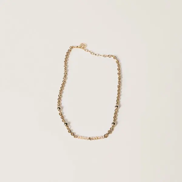 Miu Miu Logo Necklace - Gold