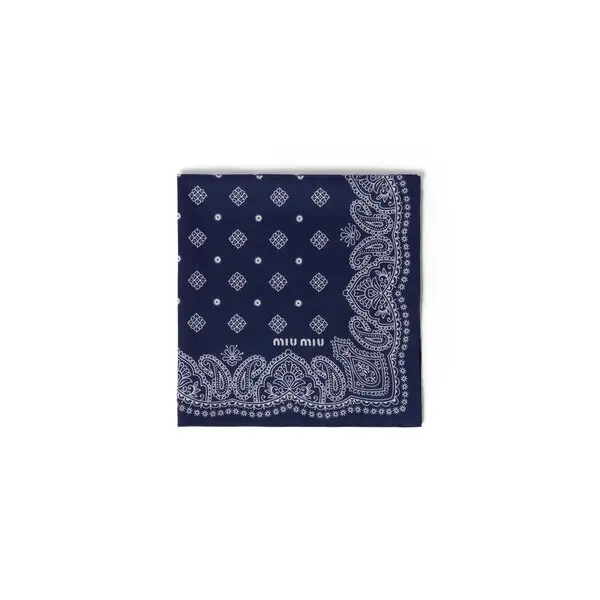 Miu Miu Printed Poplin Scarf - Navy