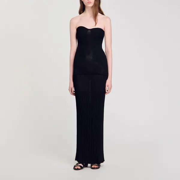 Sandro Maxi Bustier Knit Dress