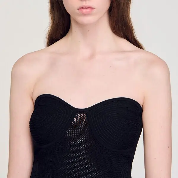 Sandro Maxi Bustier Knit Dress