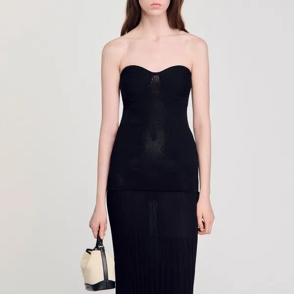 Sandro Maxi Bustier Knit Dress
