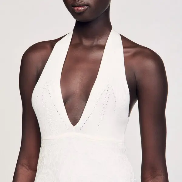 2000s prom dress brands White Knit Backless Bodycon Dress – Gabi Swimwear main image 0