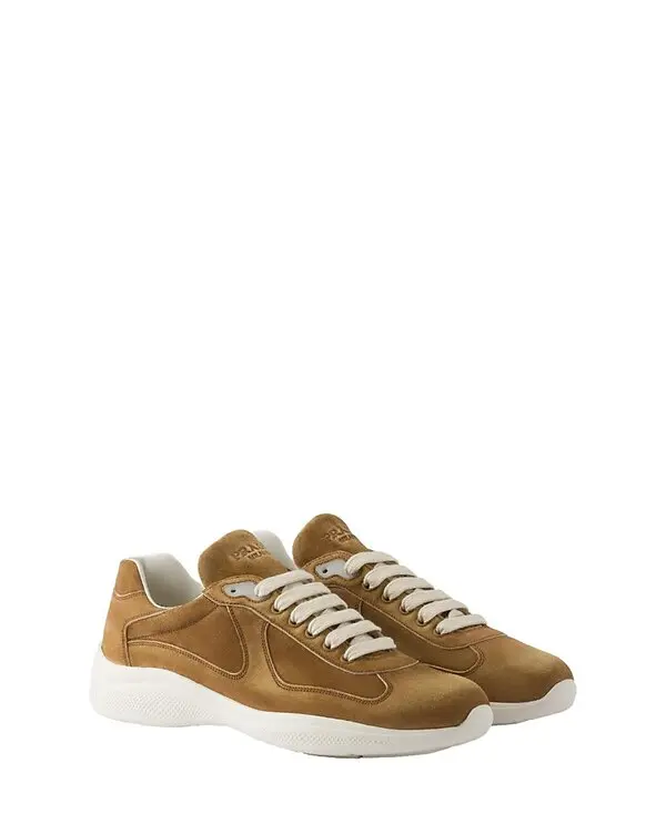 Prada America's Cup Suede Sneakers - Cinnamon