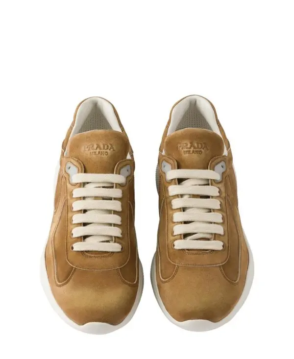 Prada America's Cup Suede Sneakers - Cinnamon