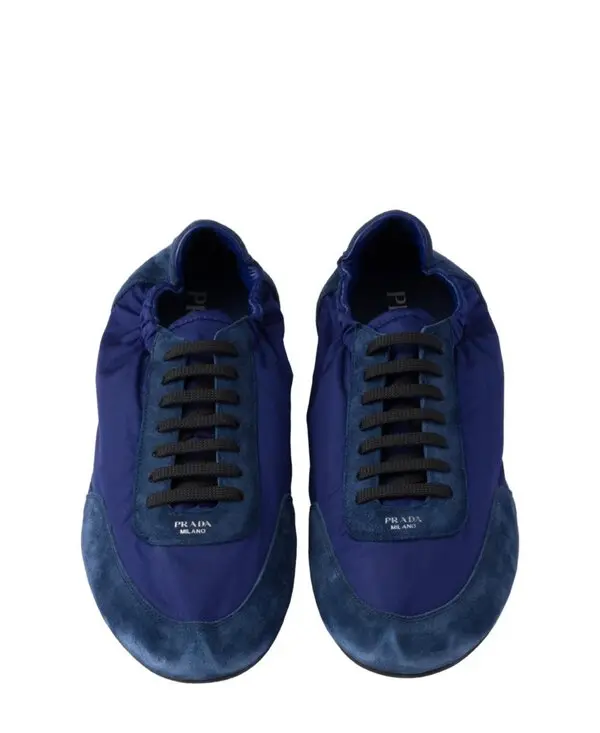 Prada Re-nylon And Suede Elasticized Sneakers - Bluette