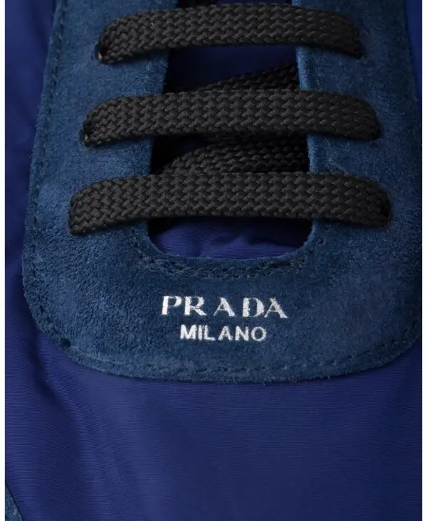 Prada Re-nylon And Suede Elasticized Sneakers - Bluette