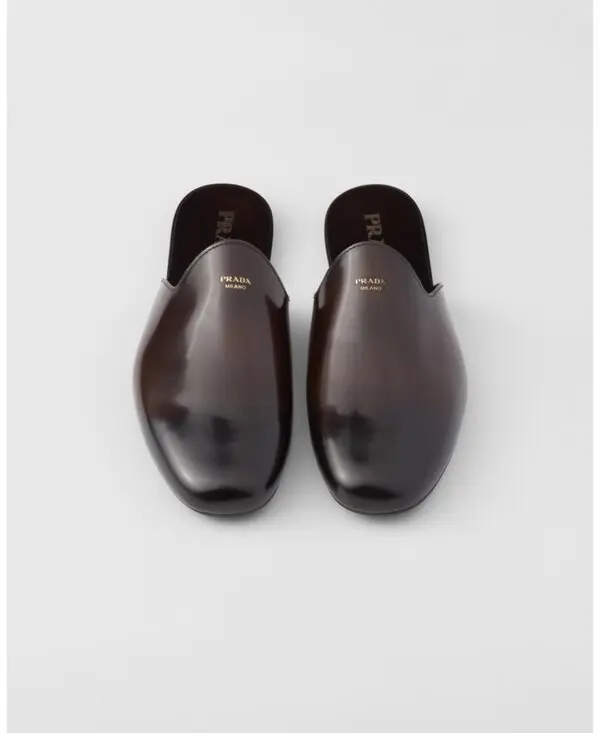Prada Brushed Leather Slippers