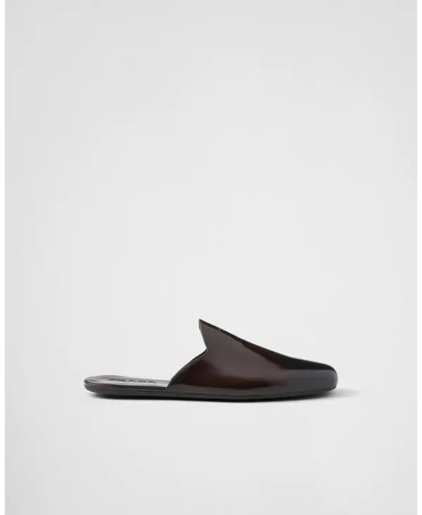 Prada Brushed Leather Slippers