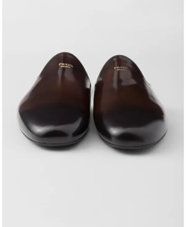 Prada Brushed Leather Slippers