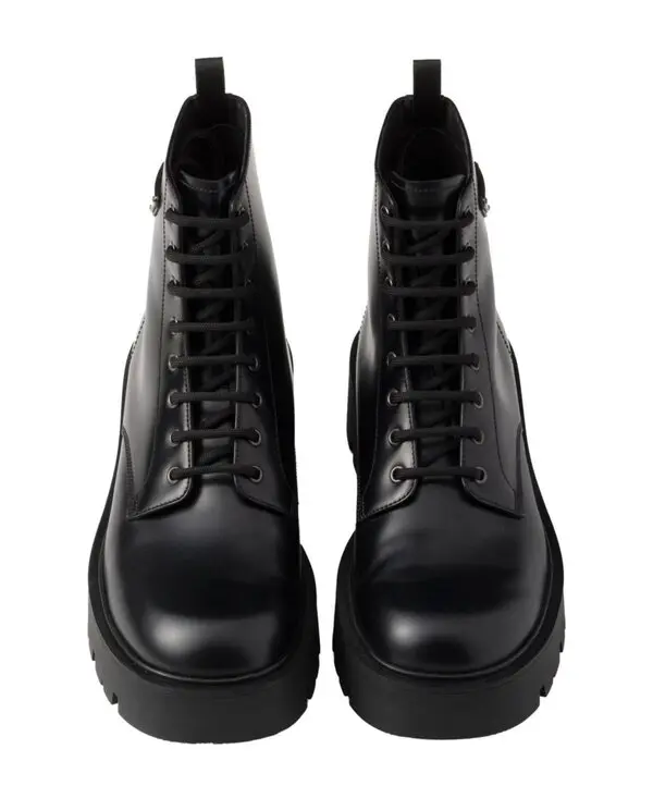 Prada Brushed Leather Combat Boots